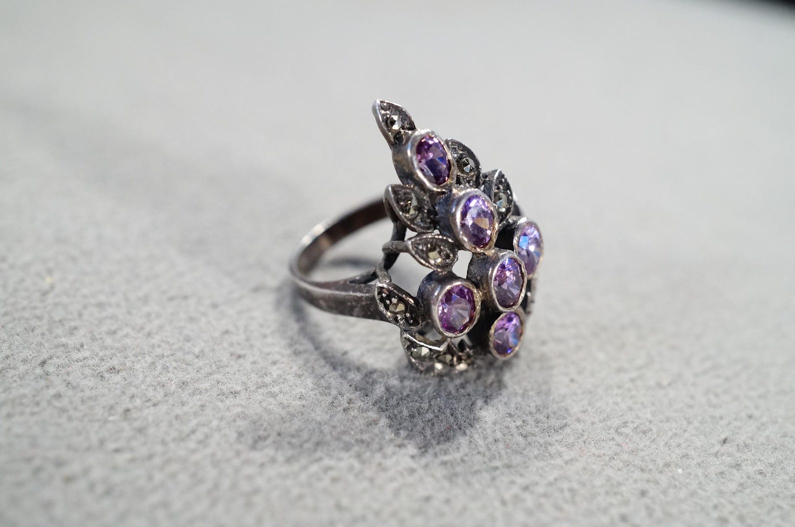 Vintage Wedding Band Stacker Design Ring Sterling Silver Multi Round ...