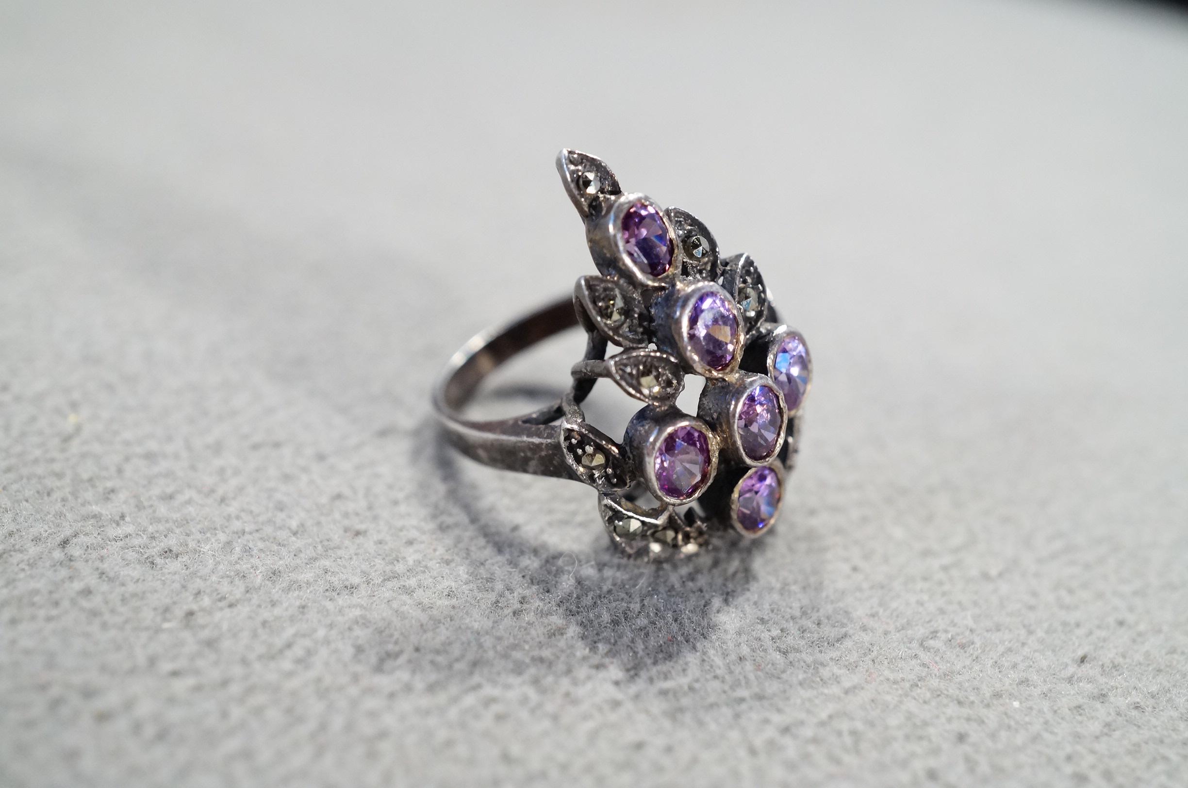 Vintage Wedding Band Stacker Design Ring Sterling Silver Multi Round ...