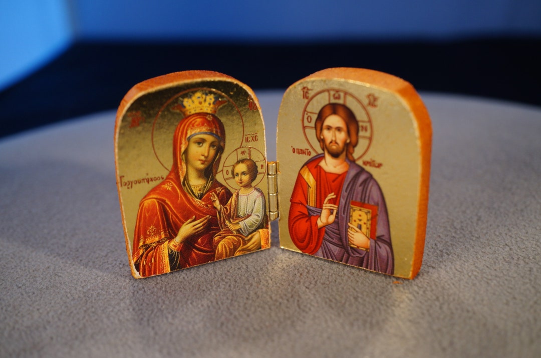 Vintage Greek Italian Florentine Gold Gilt Gesso Wooden Icon Religious ...