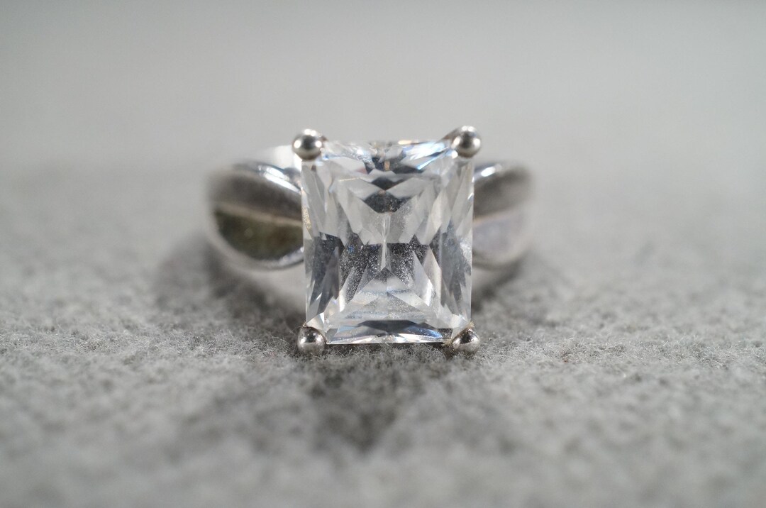 Vintage Wedding Band Stacker Design Ring Sterling Silver Rectangle ...