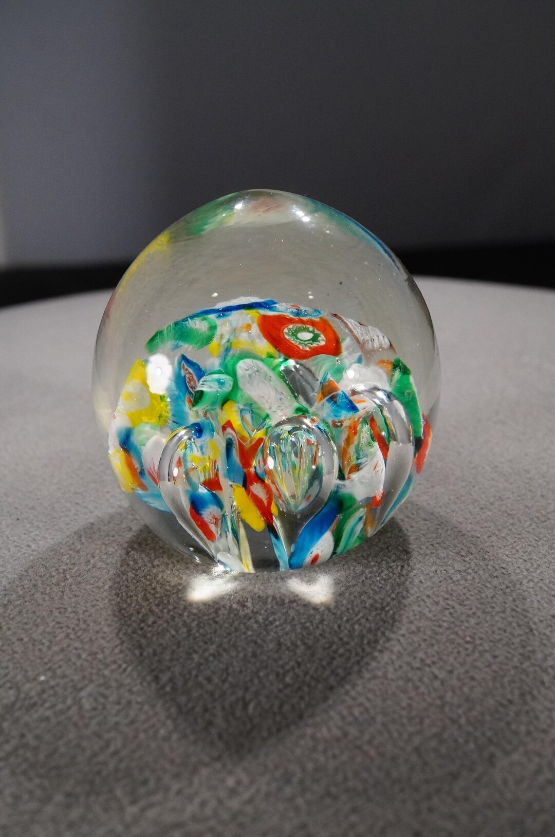 Vintage Italian Venetian Murano Millefiori Art Glass Unique Paperweight ...