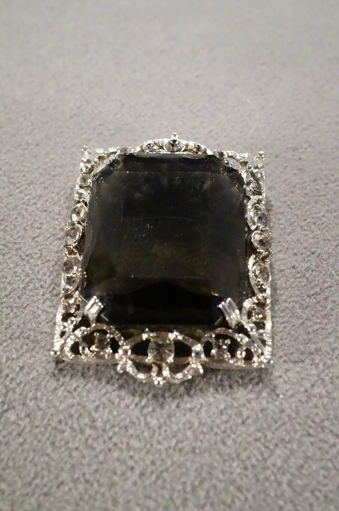 Antique Vintage Silver Tone Pin Brooch Multi Round Rectangle Prong Set ...