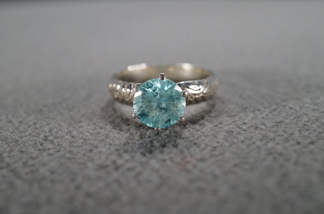 Vintage Wedding Band Stacker Design Ring Sterling Silver Round Prong ...