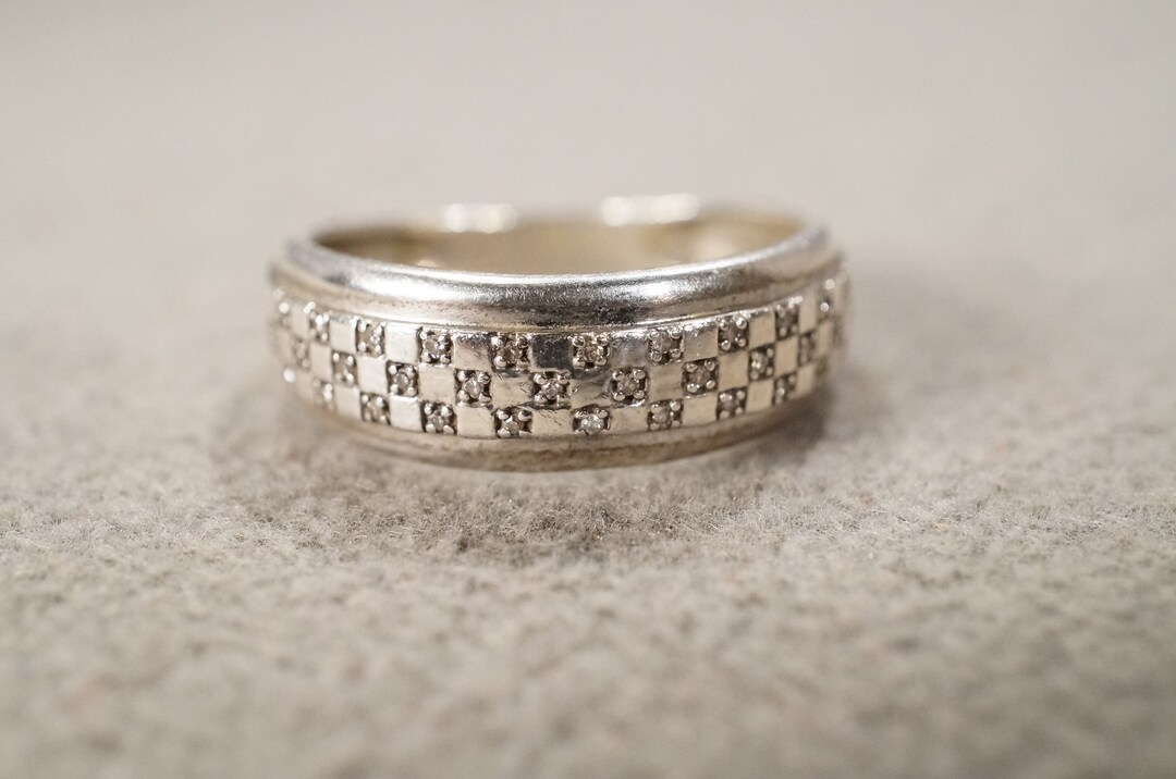Vintage Wedding Band Stacker Design Ring Sterling Silver 34 Round Prong ...