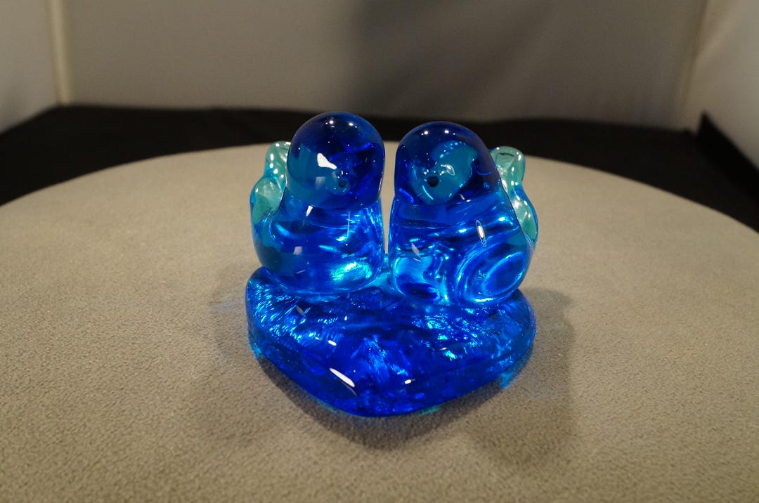 Vintage Turquoise Glass Double Bluebird Blue Bird of Happiness Bluebird ...