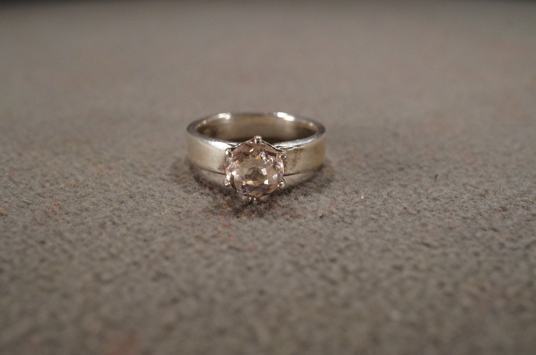 Vintage Wedding Band Stacker Design Ring Sterling Silver Round Prong ...