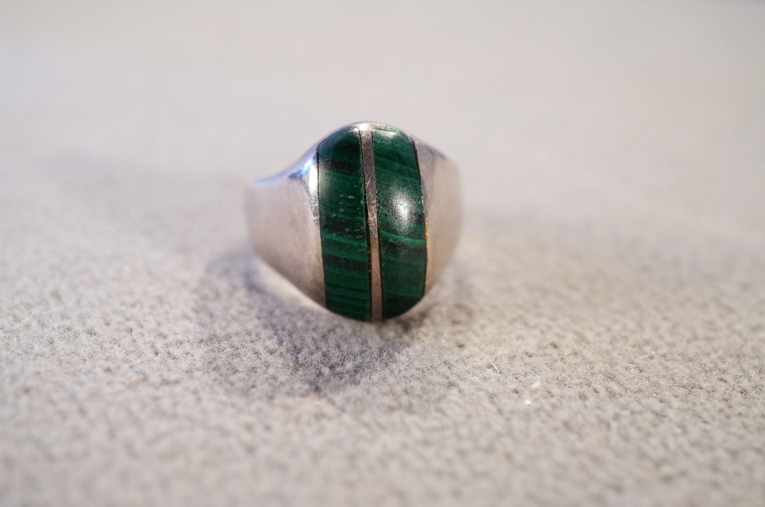 Vintage Wedding Band Stacker Design Ring Sterling Silver 2 Rectangle ...