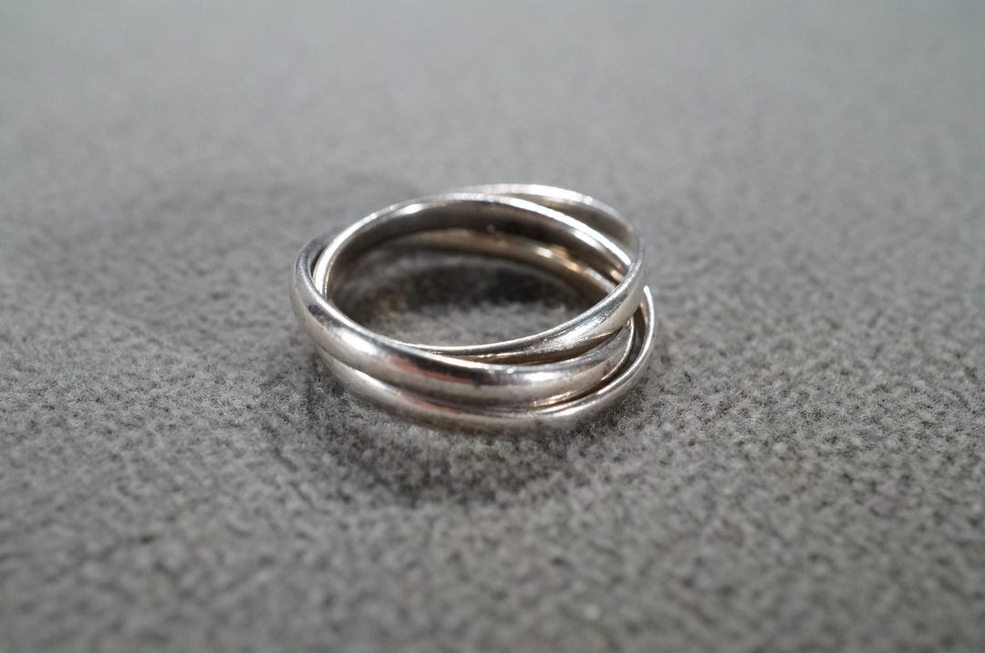 Vintage Wedding Eternity Band Stacker Design Ring Sterling Silver 3 ...