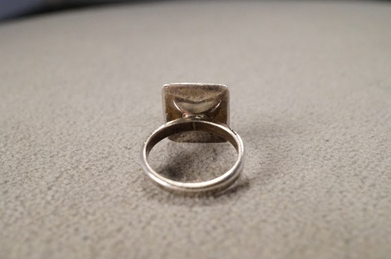 Vintage Band Ring Sterling Silver Rectangle Bezel Set… - Gem
