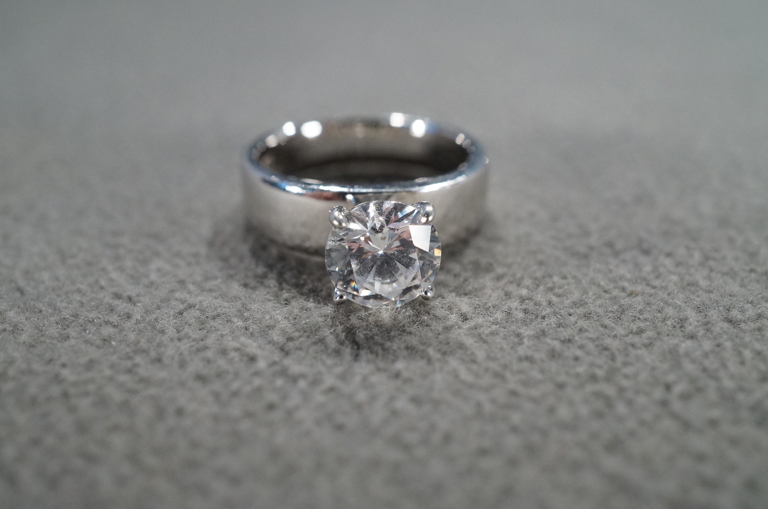 Vintage Wedding Band Stacker Design Ring Sterling Silver Round Prong ...
