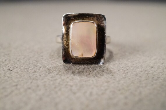 Vintage Band Ring Sterling Silver Rectangle Bezel Set… - Gem