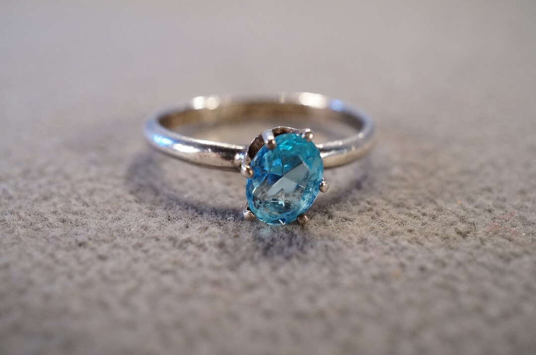 Vintage Wedding Band Stacker Design Ring Sterling Silver Oval Prong Set ...