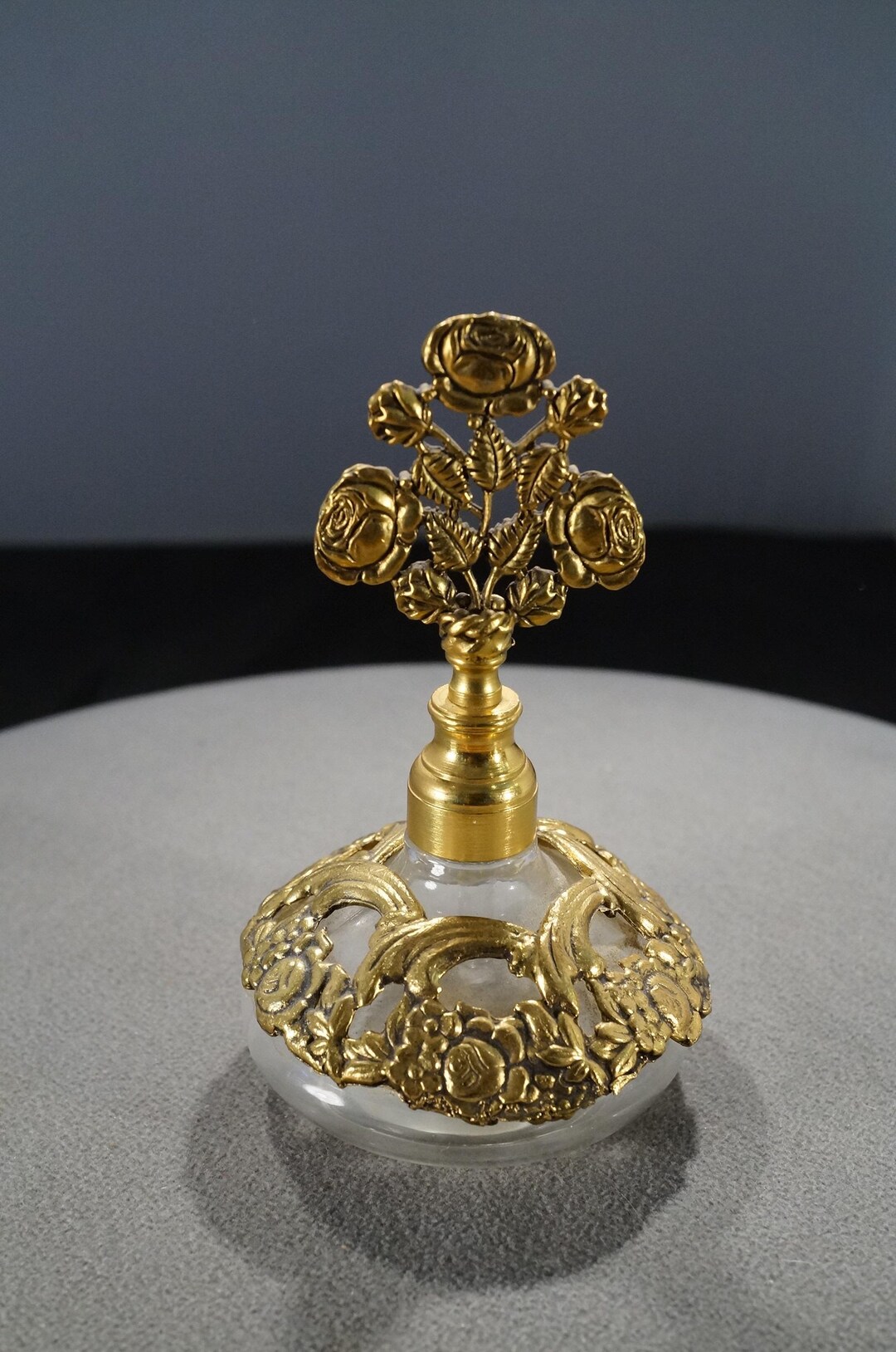 Antique Vintage Hollywood Regency Ormolu Bronze Metal Glass Perfume ...