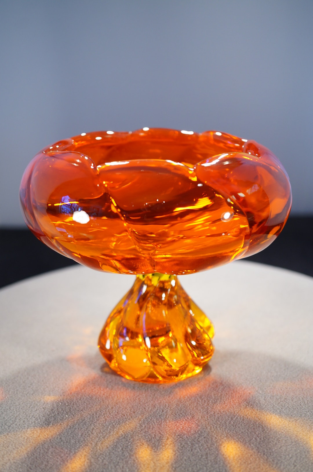 Antique Vintage 1970s Viking Glass Persimmon Amberina 8 Petal Swirl ...