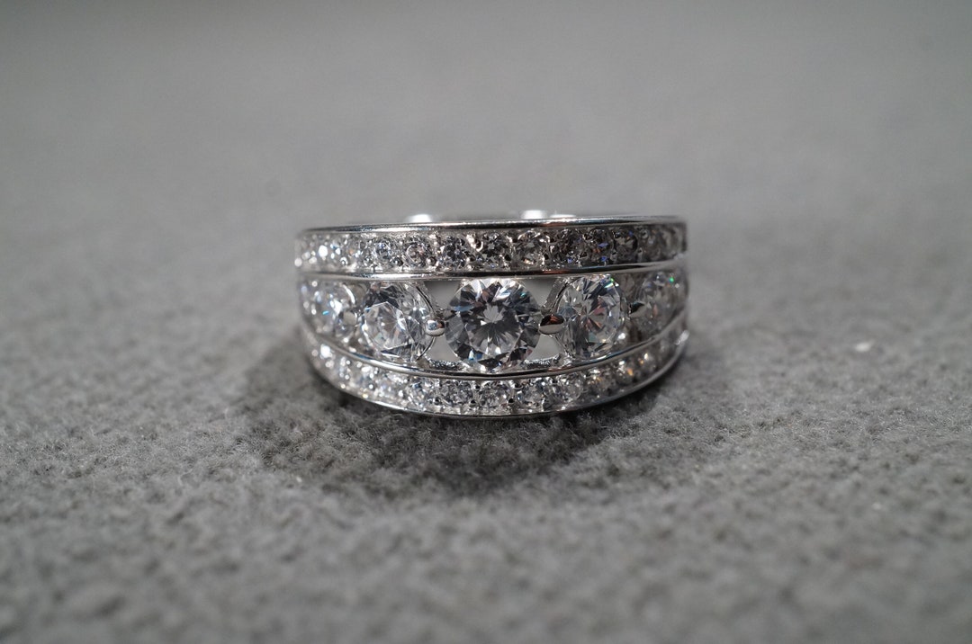 Vintage Wedding Band Stacker Design Ring Sterling Silver 39 Round Prong ...