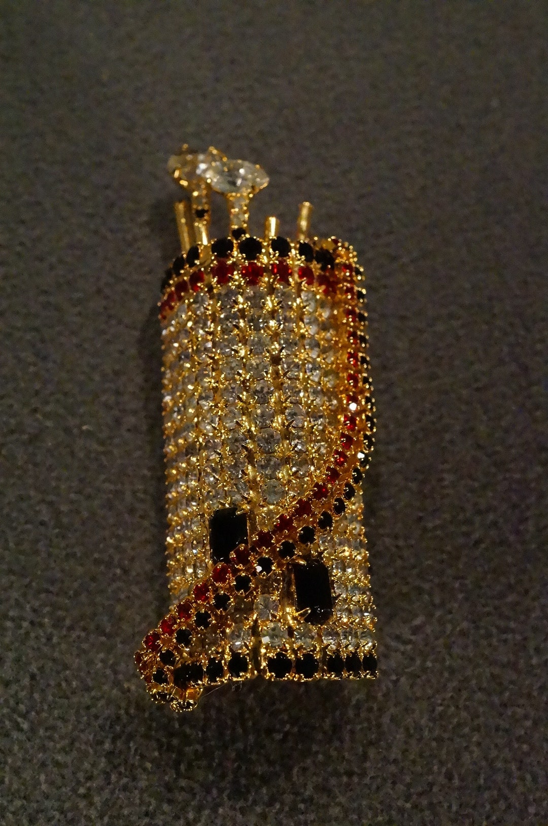Vintage Art Deco Style Yellow Gold Tone Rhinestone Golf Bag Design ...