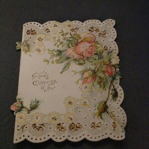 Antique 1800 Victorian Era Sweet Heart Valentine Card Embossed Curved ...
