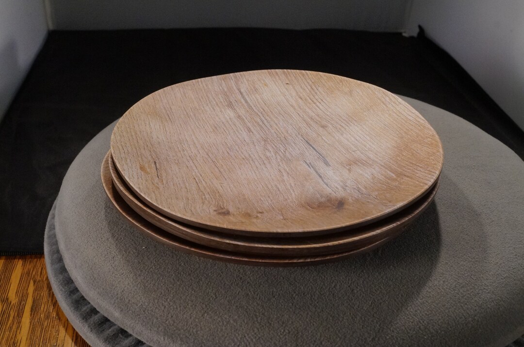 Vintage Set 4 Craft Kin Company Melamine Dishes Faux Wood Design ...