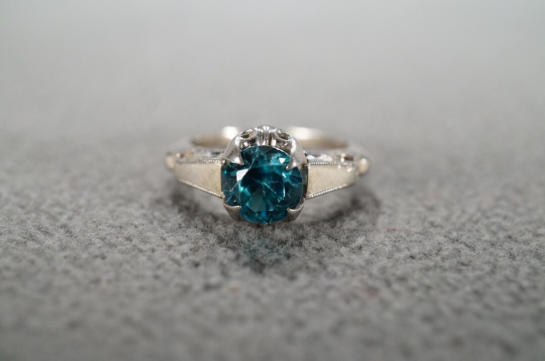 Vintage Wedding Band Stacker Design Ring Sterling Silver Oval Prong Set ...