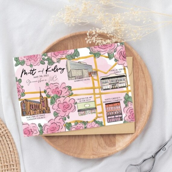 Custom Wedding Itinerary Map Personalized Wedding Guest Map - Etsy