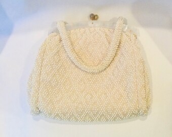Ivory Beaded Purse | Etsy