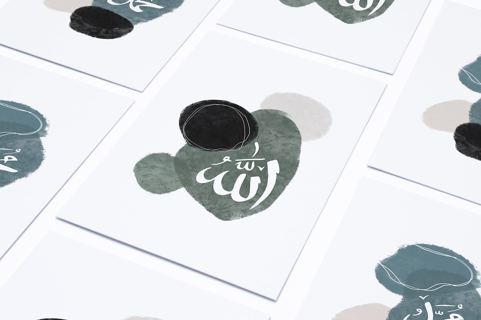 Set of 2 Abstract Allah & Muhammad Arabic Calligraphy Islamic Wall Art ...