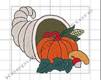 Cornucopia Machine Embroidery Design Horn of Plenty - Etsy