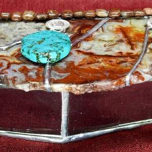 249 Unique Hand Made Trinket Box With Colorful Crazy Lace Agate Lid ...