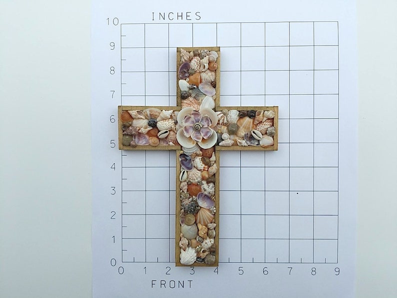 Seashell Cross Hanging Wooden Wall Decoration Natural Shells | Etsy