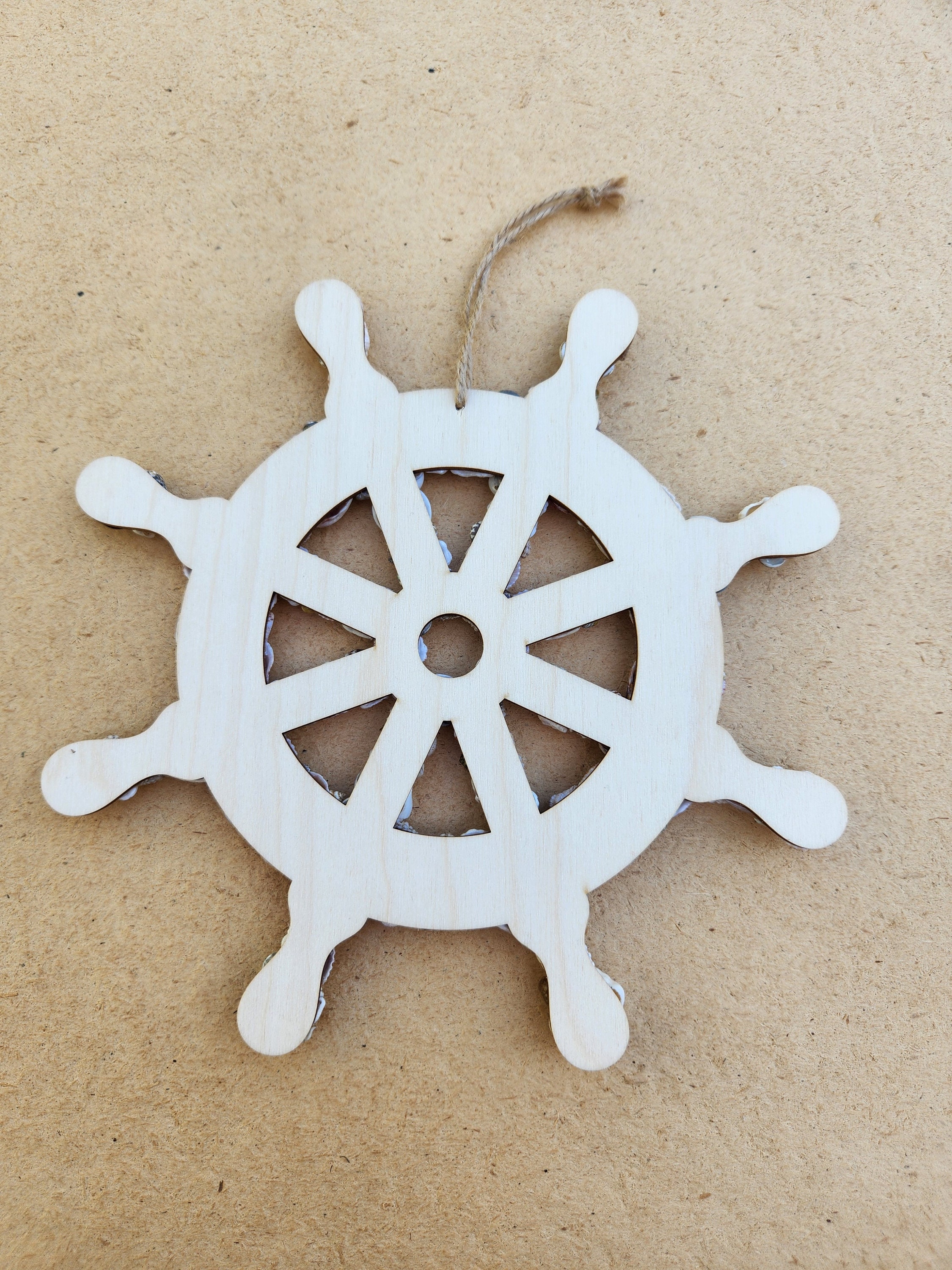 Shell Ship Wheel Wall Decor Natural Seashells Hanging Decoration ...