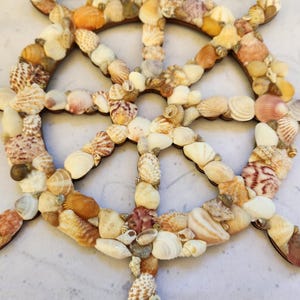 Shell Ship Wheel Wall Decor Natural Seashells Hanging Decoration ...