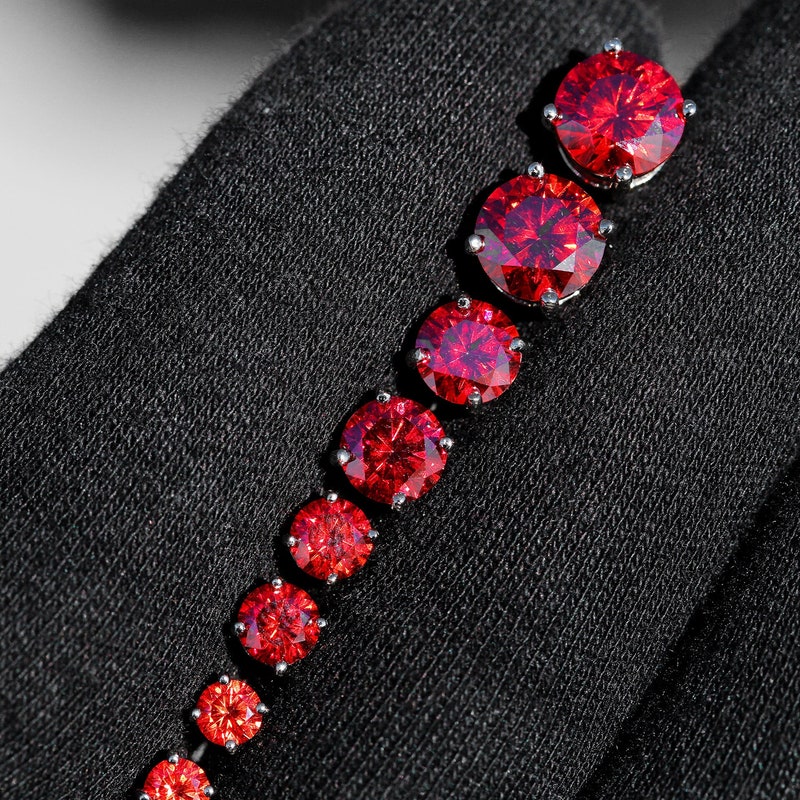 Mens Red Diamond Earrings - Etsy
