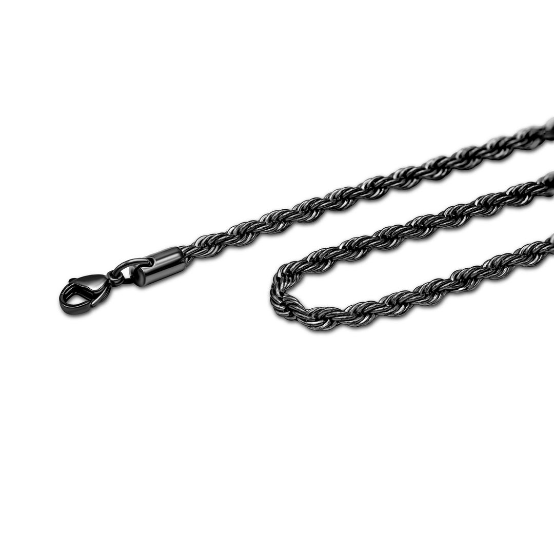 2-5mm Black Twisted Cable Rope Chain Necklace, Solid 316l Stainless ...