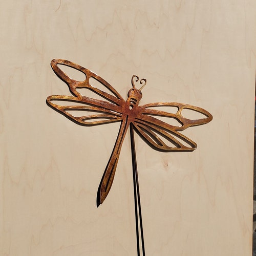 Dragonfly Garden Stake Painted Yard Art Garden Art - Etsy