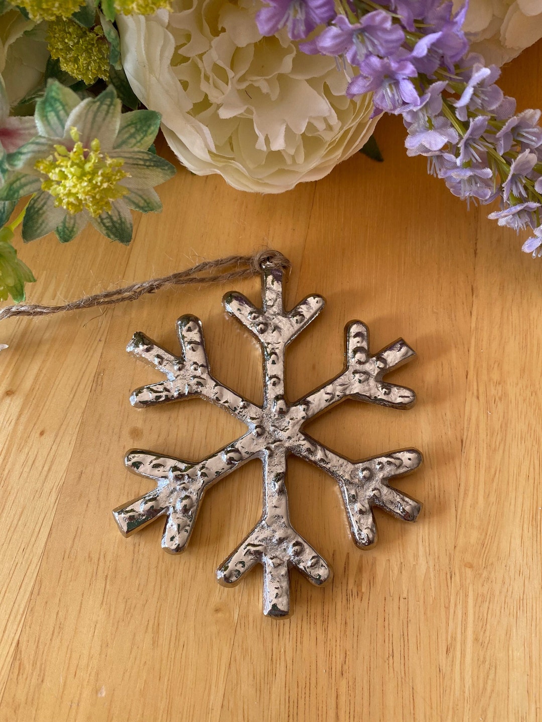 Beautiful Silver Metal Snowflake Christmas Decoration 10 Cm - Etsy UK