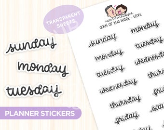 Printable Days of the Week Rainbow Text Planner Stickers - Etsy Canada