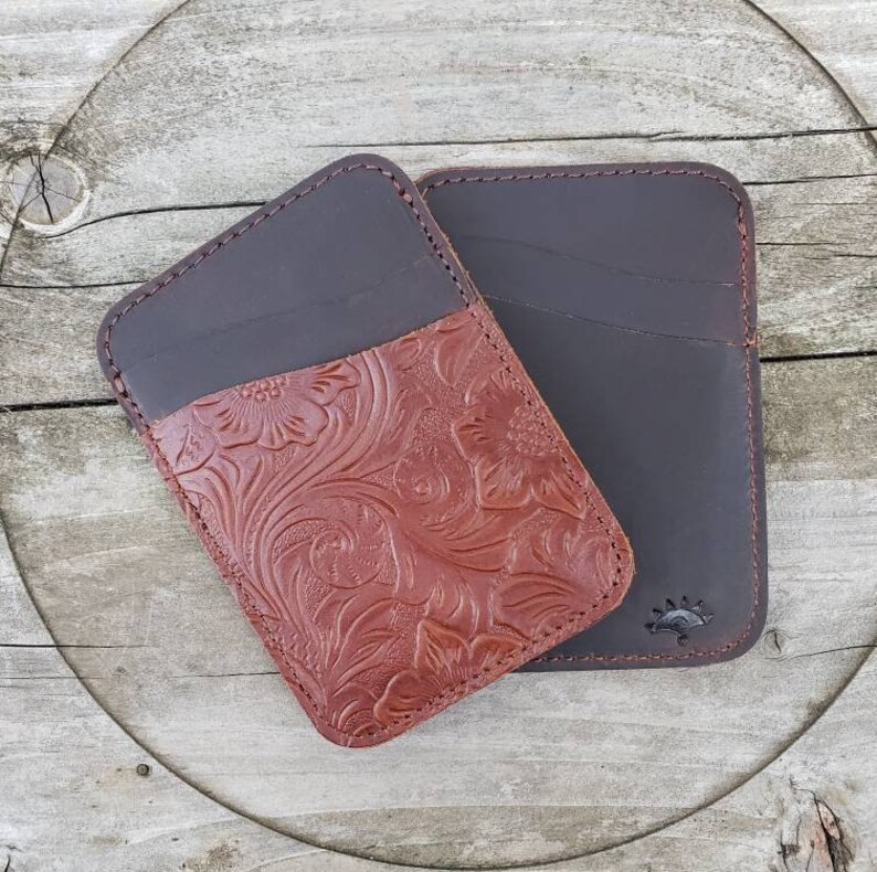 Vintage Minimalist Leather Wallet women men minimalist | Etsy