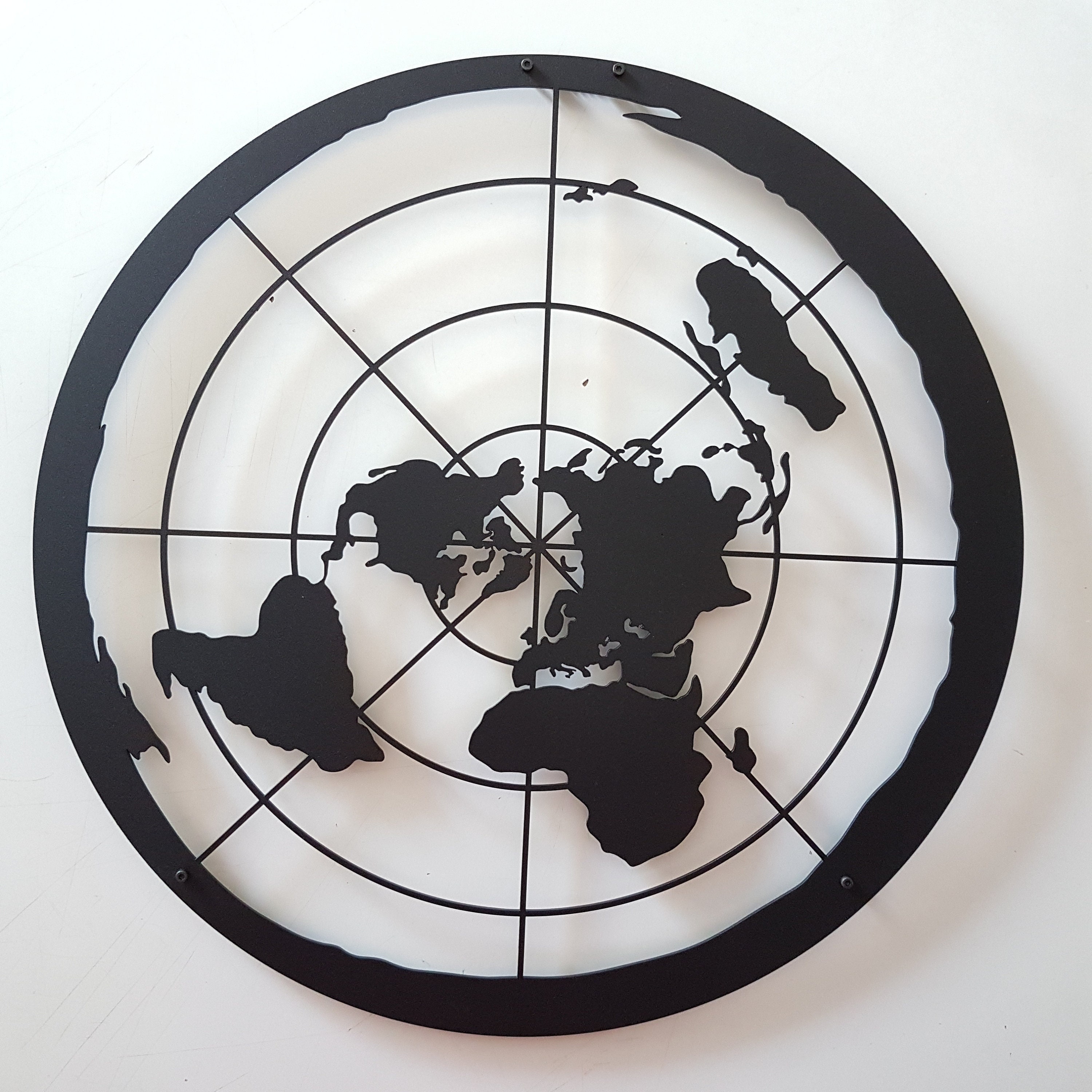 Flat Earth Wall Decor Metal World Map Flat Earth Map Wall - Etsy