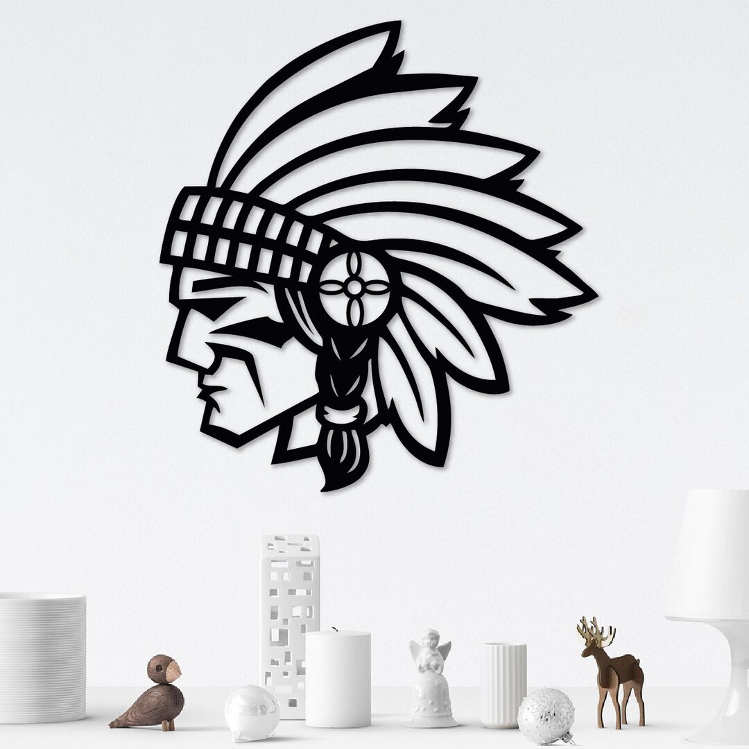 Chief Metal Wall Art: Native American Portrait as Tribal Wall Sign - Etsy