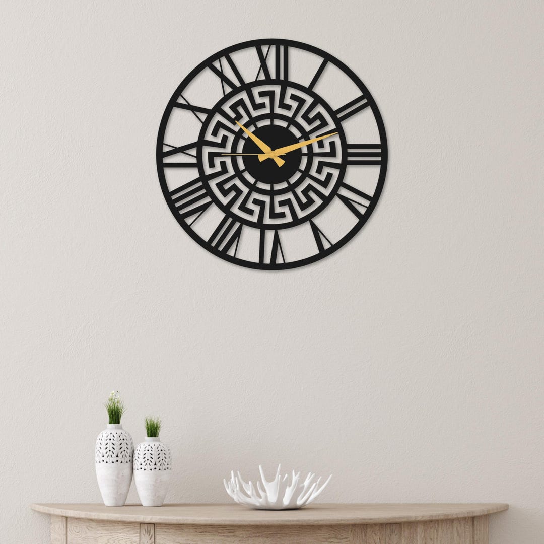 Metal Wall Clock Inspired From Ancient Roman Pattern Called Greek Line ...