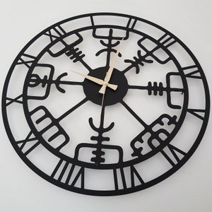 Vegvisir Metal Wall Clock, Vikings Pattern Metal Wall Clocks, Viking ...