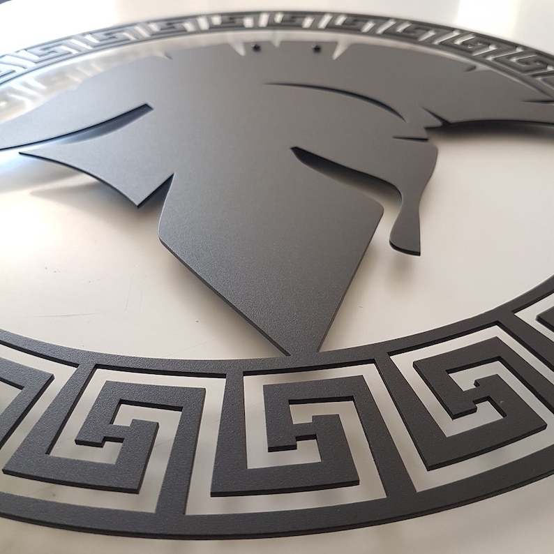 Spartacus Metal Wall Art: Roman Warrior Decor With Meander Pattern for ...
