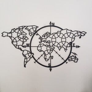 World Map Metal Wall Art, 2mm 0.08 Thick Sturdy Iron Sheet, Ready to ...