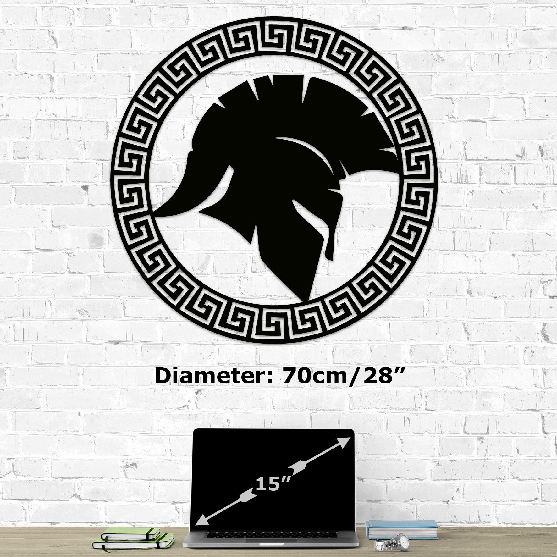 Spartacus Metal Wall Art: Roman Warrior Decor With Meander Pattern for ...
