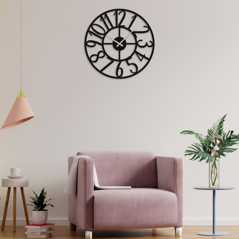 40" Metal Wall Clock: Large Iron Decorative Clock With Numbers - Etsy