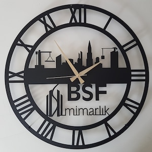 Custom Wall Clock From Your Logo, Personalized Metal Wall Art, Office ...