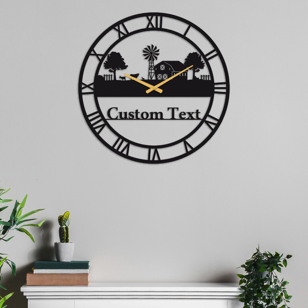 Personalized Farmhouse Metal Wall Clock: Custom Last Name Sign for Farm ...