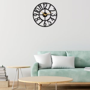 40" Metal Wall Clock: Large Iron Decorative Clock With Numbers - Etsy