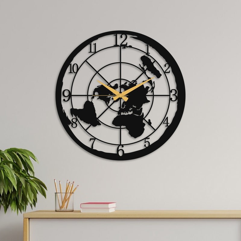 World Map Wall Clock - Etsy