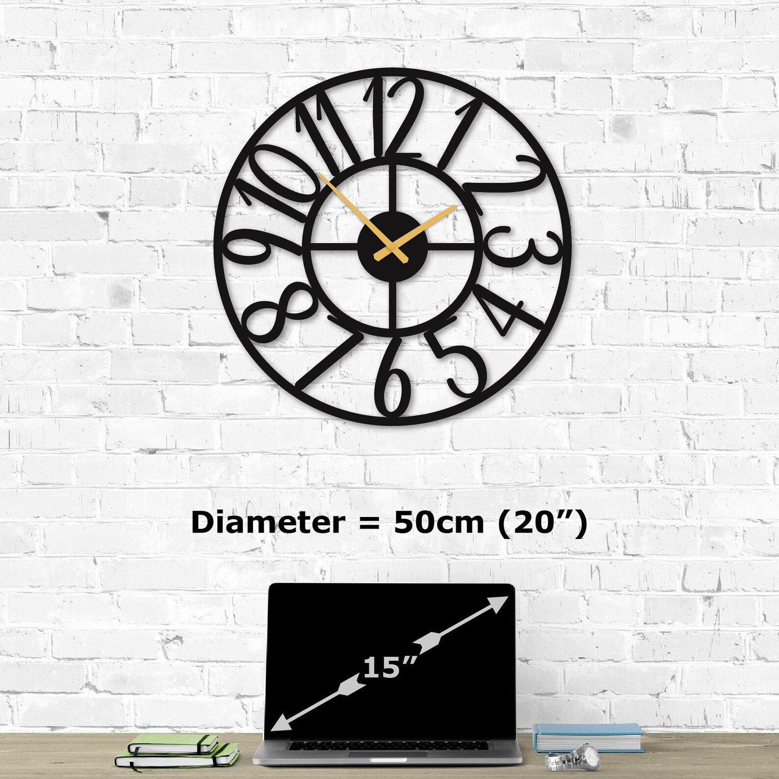 40" Metal Wall Clock: Large Iron Decorative Clock With Numbers - Etsy